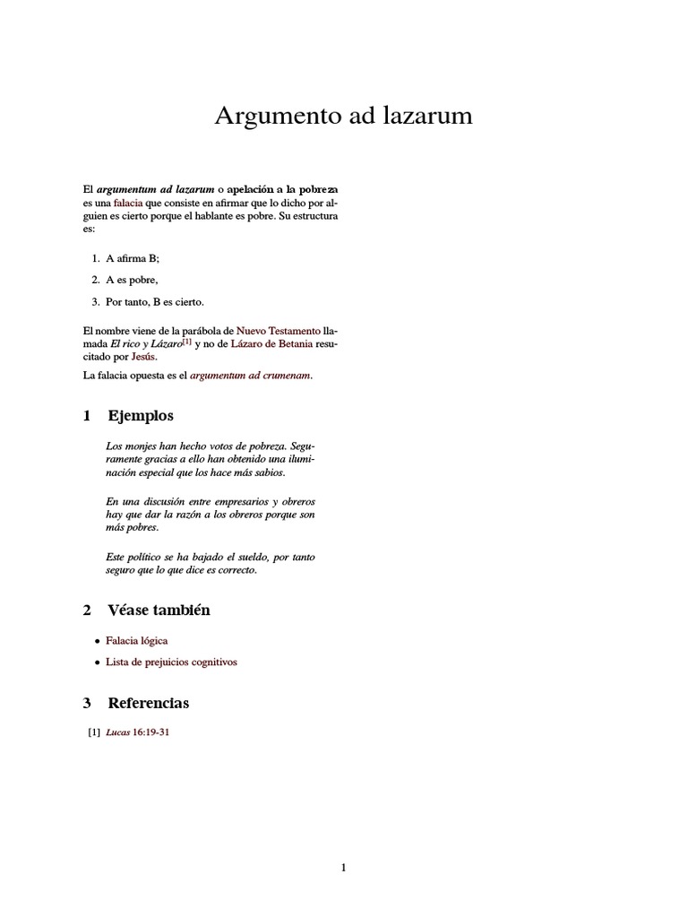 Falacia Argumentum ad Lazarum | PDF | Falacia