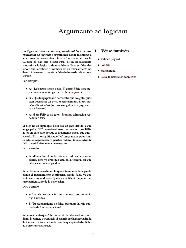 Argumento Ad Logicam | PDF | Falacia | Consecuencia Lógica