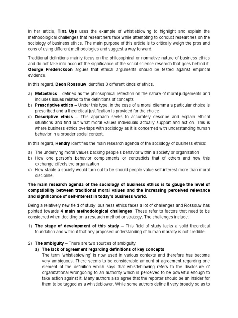 Notes On Whistleblowing | PDF | Whistleblower | Value (Ethics)