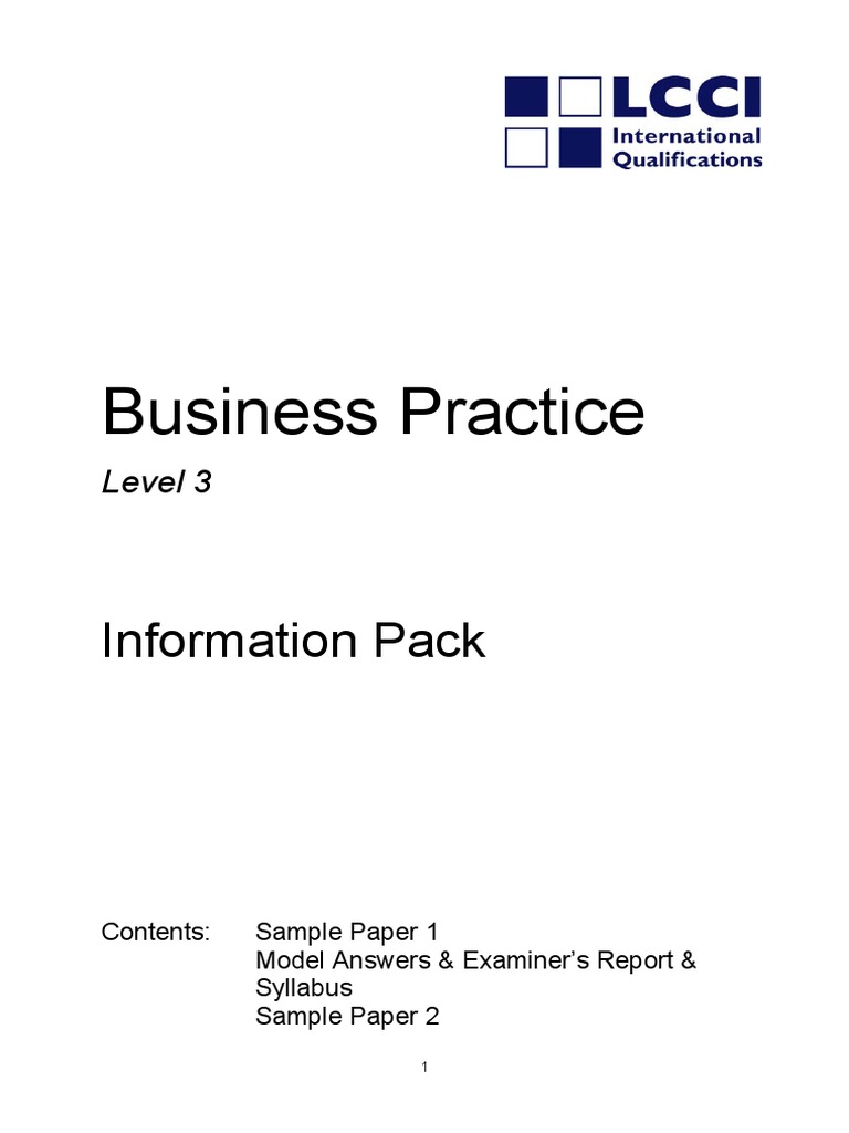 Business Practice: Information Pack | PDF | Marketing | Test (Assessment)