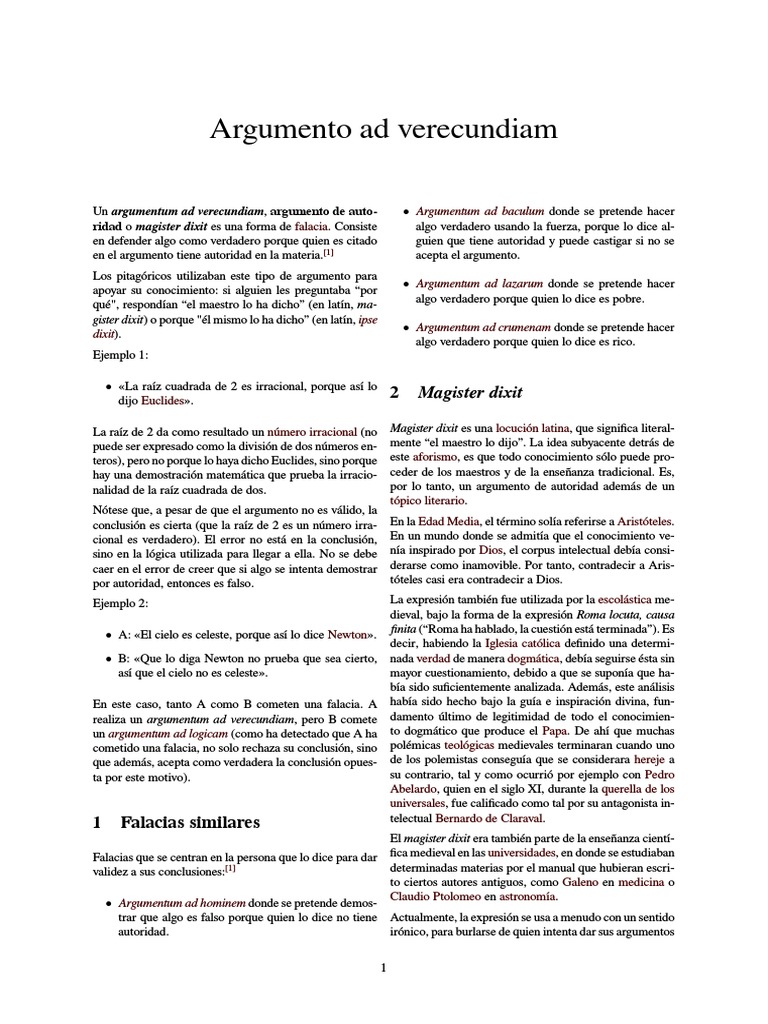 Falacia del argumento de autoridad | PDF | Lógica | Consecuencia Lógica