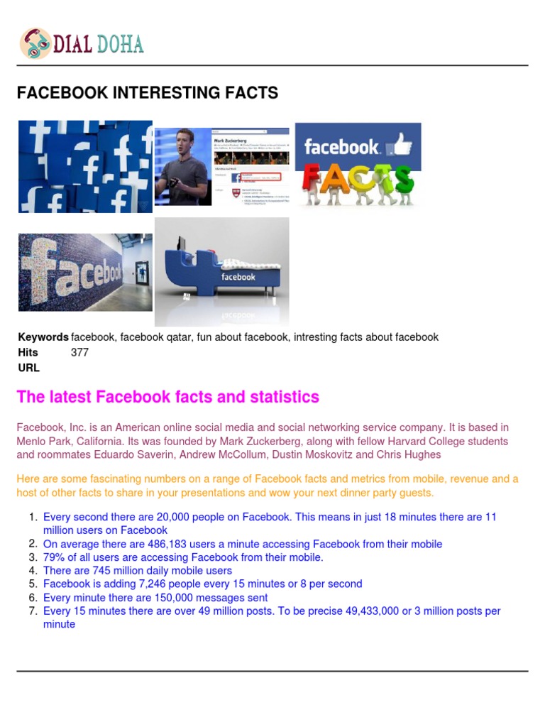 Facebook Interesting Facts | PDF | Mark Zuckerberg | Facebook