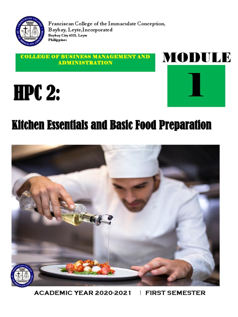 Kitchen Essentials and Basic Food Preparation: An Overview of the Hospitality Management Program ...