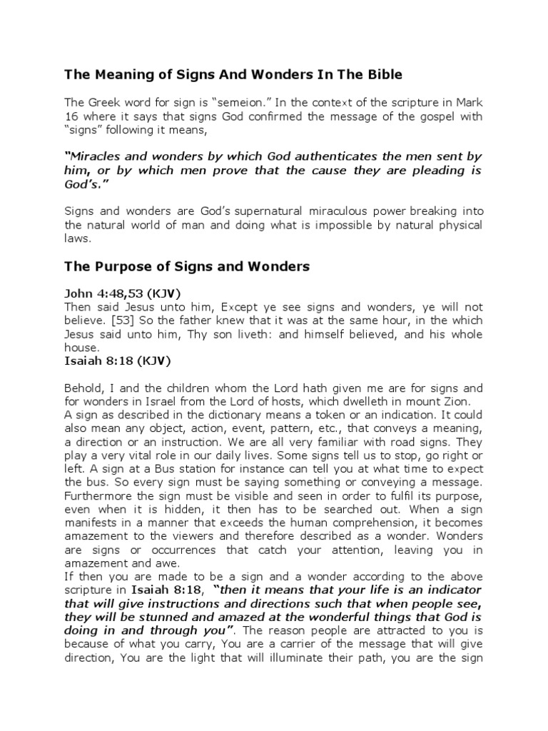 Understanding Signs and Wonders in the Bible | PDF | Miracle | Gospel ...