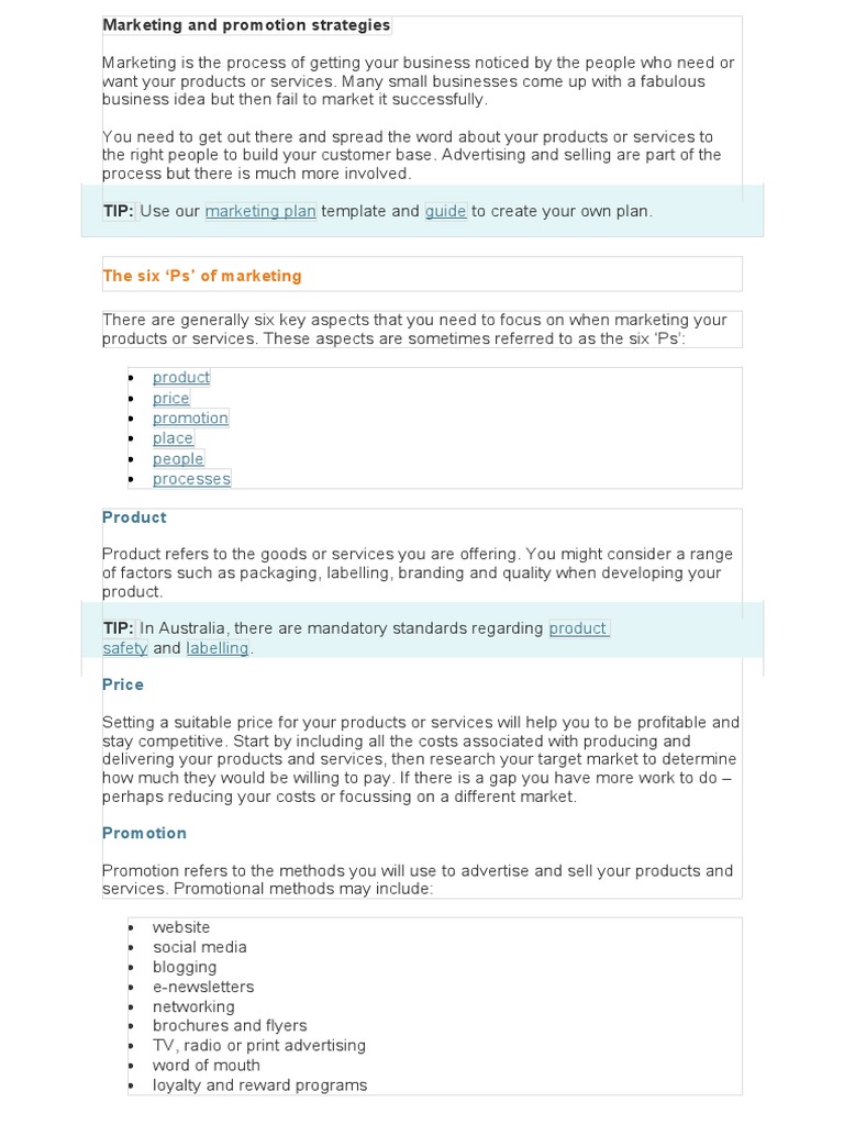 Marketing Plan Guide: The Six PS' of Marketing | PDF | Marketing | Retail