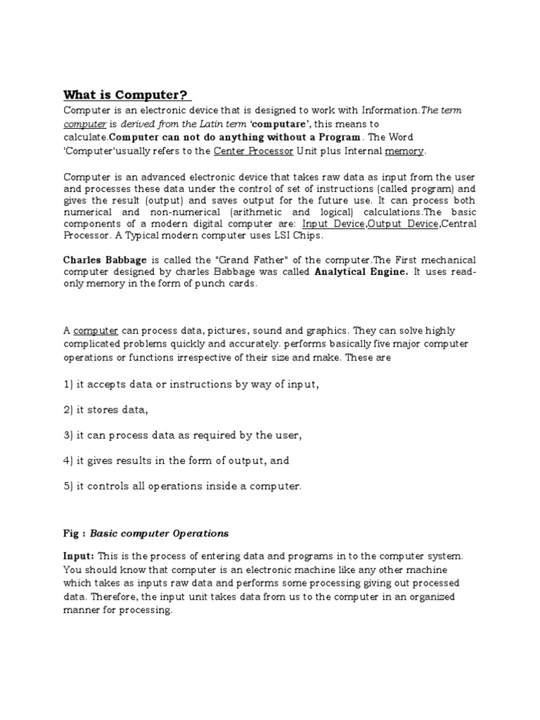 A Computer Can Process Data | PDF | Input/Output | Central Processing Unit