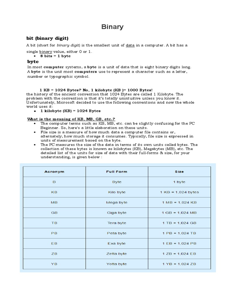 Bit (Binary Digit) | PDF