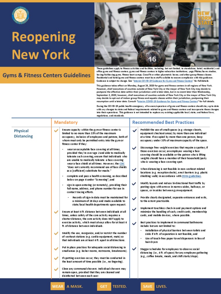 COVID-19 Guidelines for Gyms & Fitness Centers | PDF | Hand Washing ...