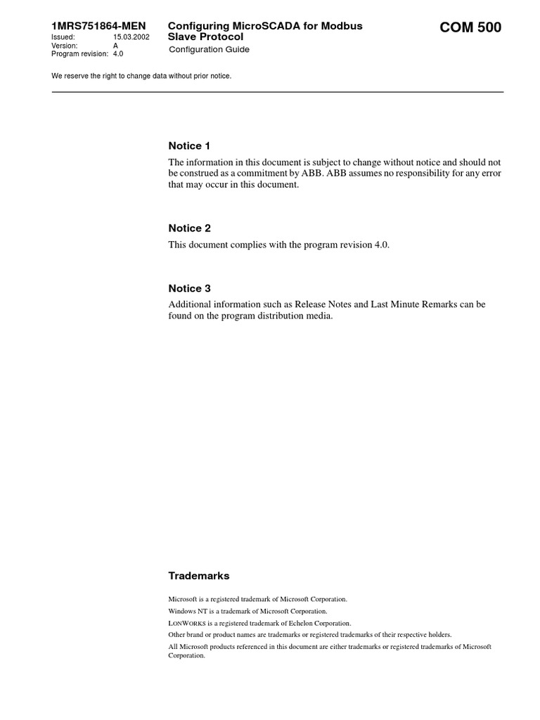 Configuring MicroSCADA For Modbus Slave Protocol | PDF | Component Object Model | Subroutine