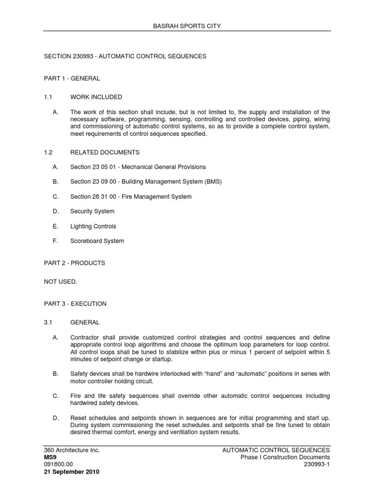 Automatic Control Sequences | PDF | Thermostat | Heat Exchanger