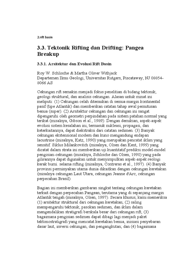3.3. Tektonik Rifting Dan Drifting: Pangea Breakup: 3.3.1. Arsitektur ...