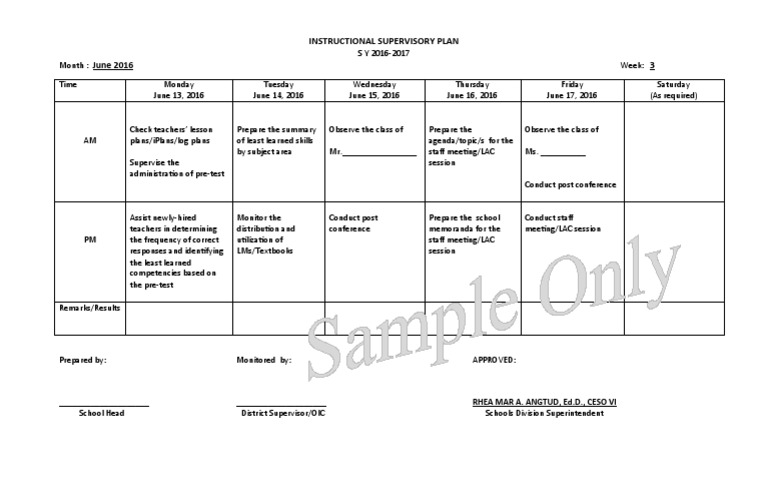 Instructional Supervisory Plan | PDF