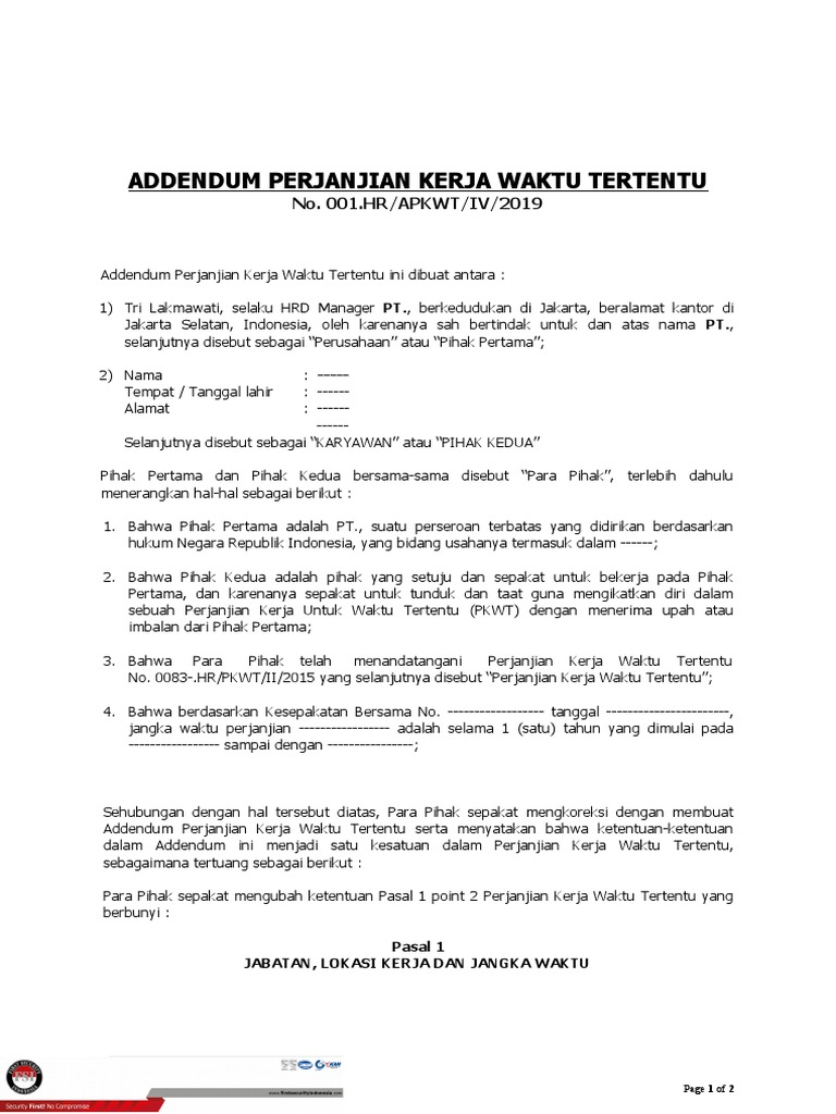 Addendum PKWT | PDF