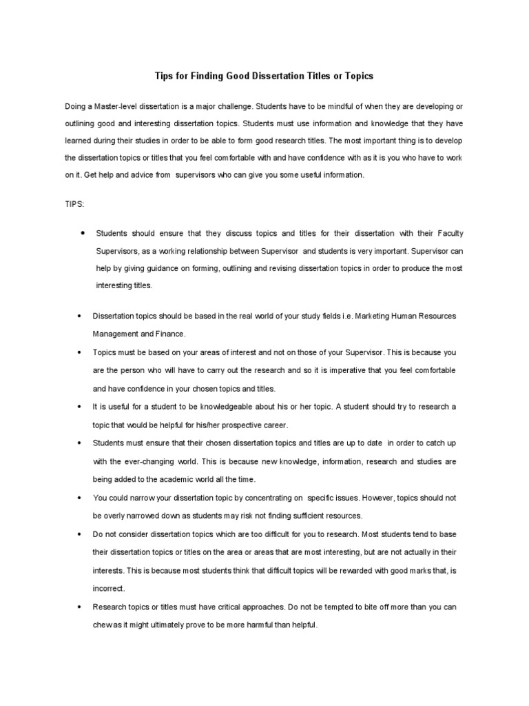 Tips For Good Dissertation | PDF | Career & Growth