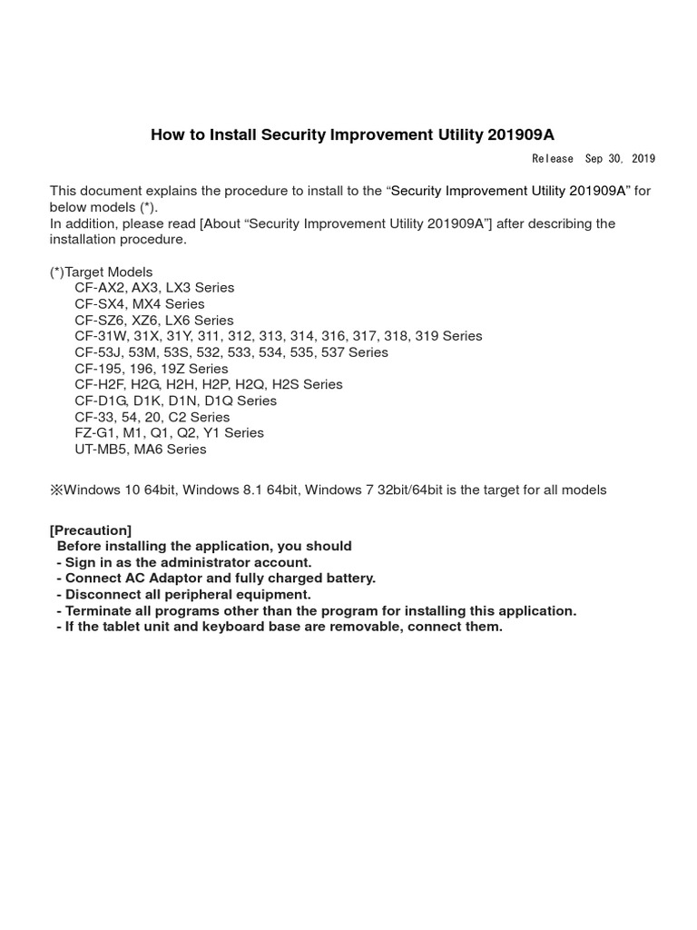 Install Security Utility 201909A Guide | PDF | Microsoft Windows ...
