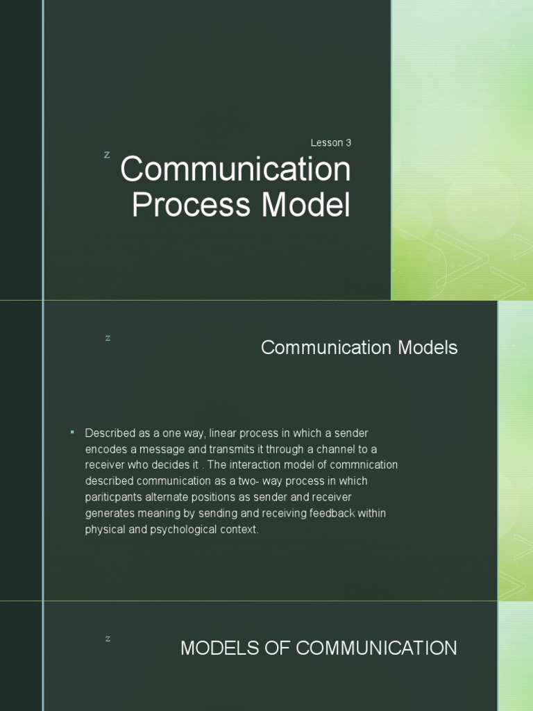 Communication Process Model: Lesson 3 | PDF | Communication | Action ...