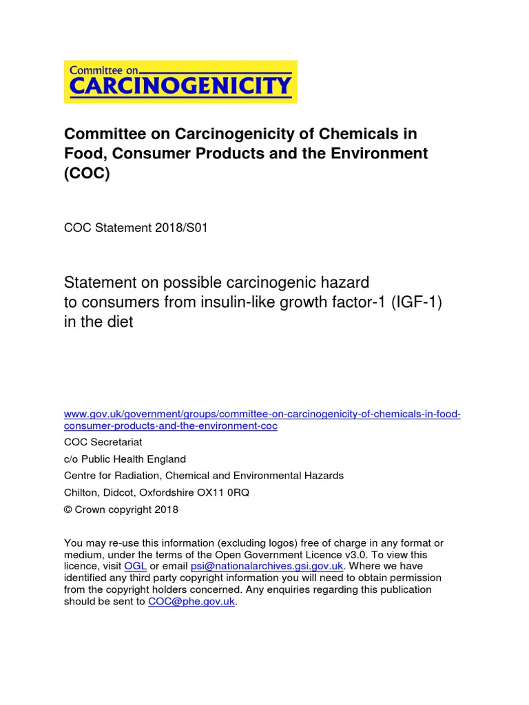COC Statement On IGF-1 and Cancer Risk | PDF | Insulin Like Growth ...