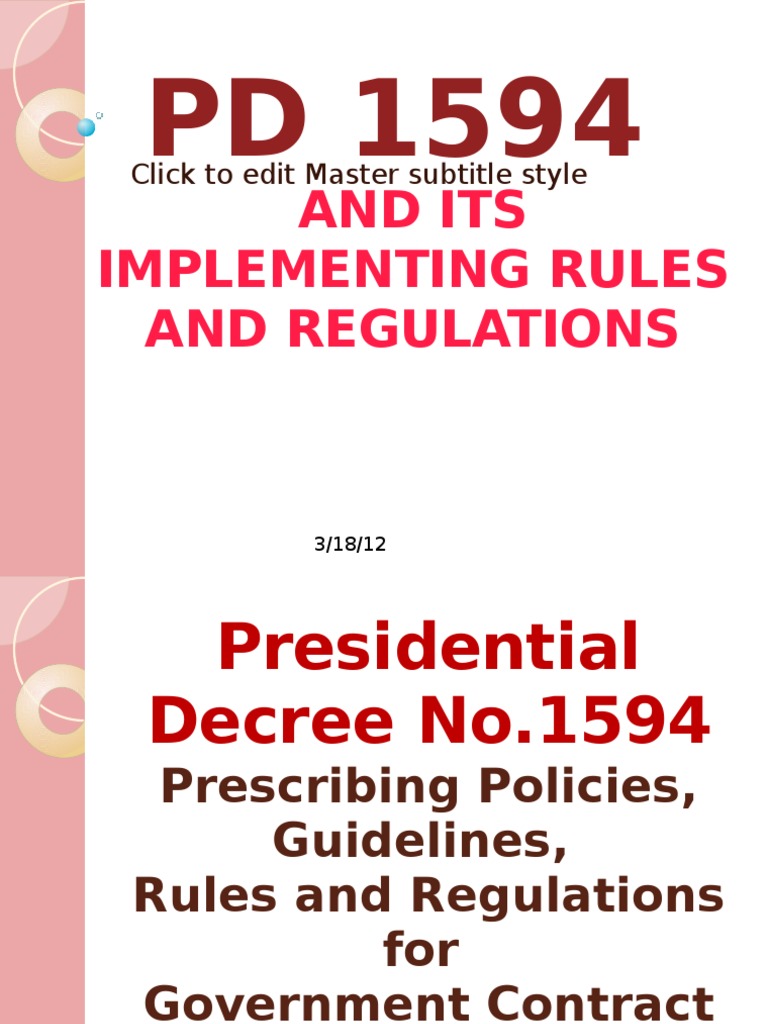 And Its Implementing Rules and Regulations: Click To Edit Master ...
