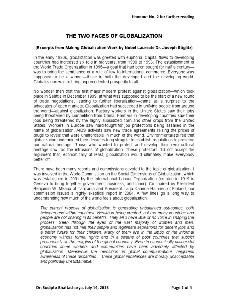 The Two Faces of Globalization | PDF | Poverty | Poverty & Homelessness