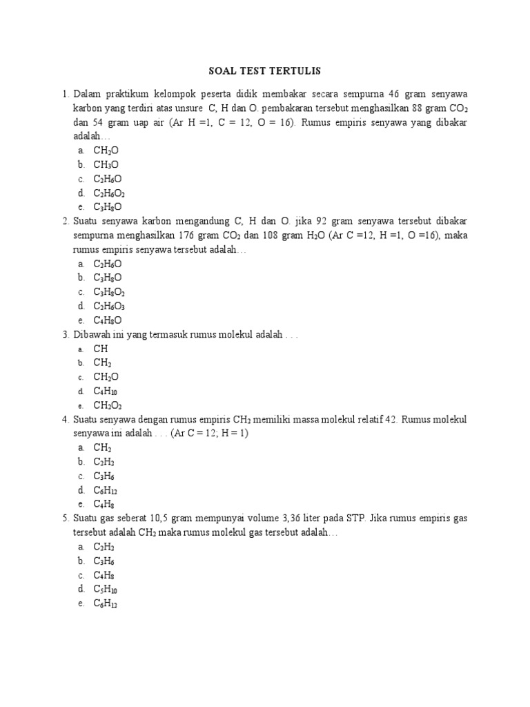 Soal Test Tertulis | PDF