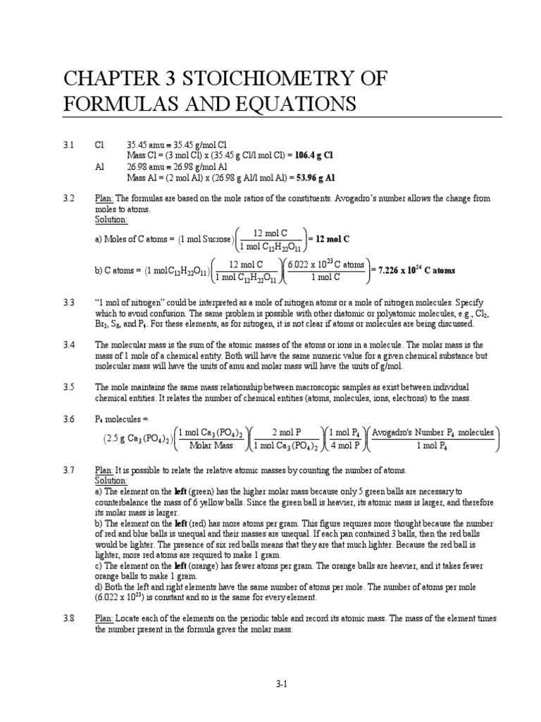 Stoichiometry of Formulas and Equations | PDF | Molecular Mass | Mole ...