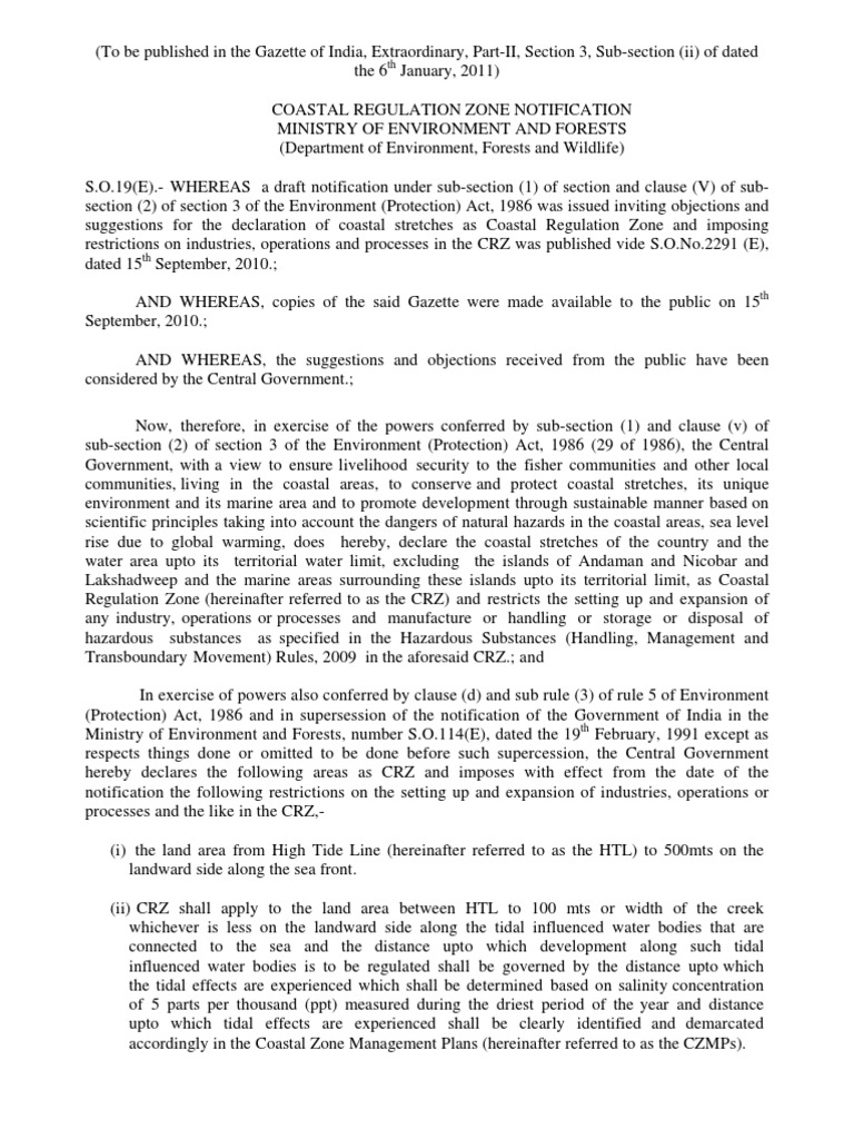 CRZ Notification 2011 | PDF