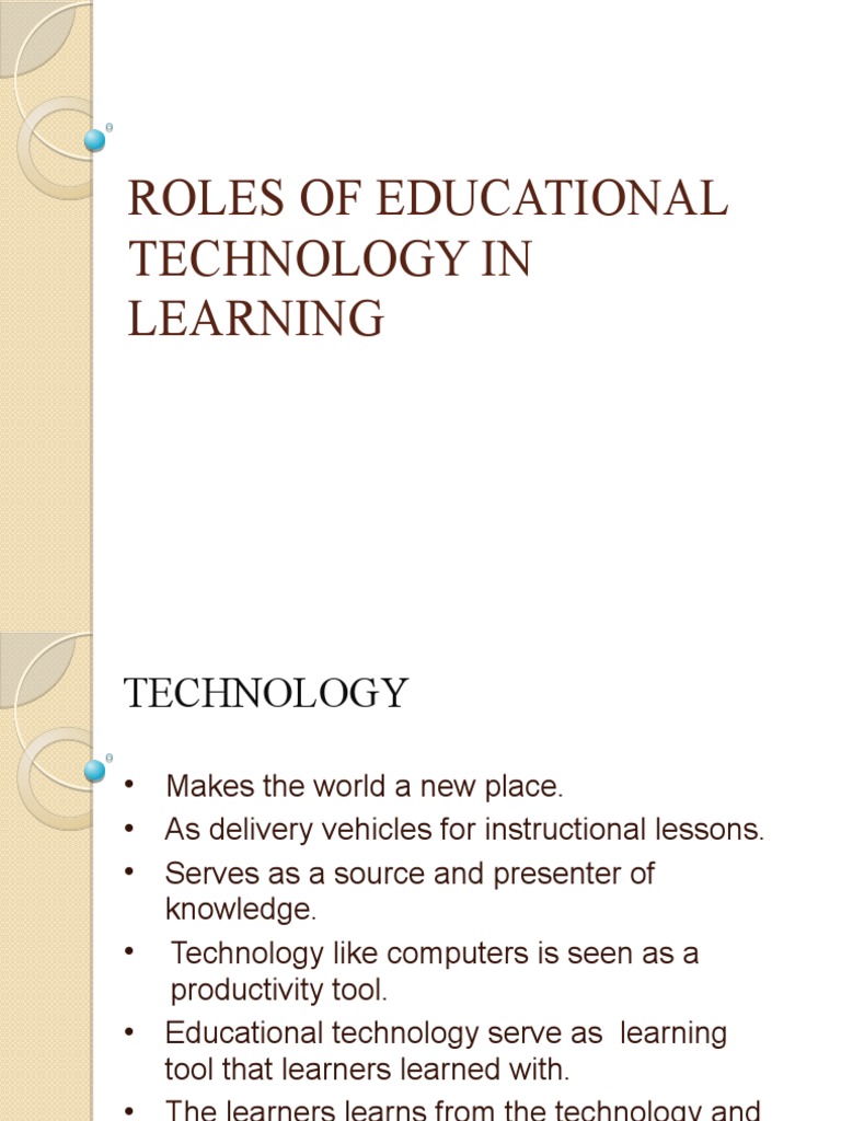 Lesson 3 - The Roles of Educational Technology in Learning | PDF | Constructivism (Philosophy Of ...