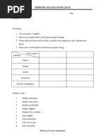 Sensory Evaluation Form Template | PDF | Self-Improvement