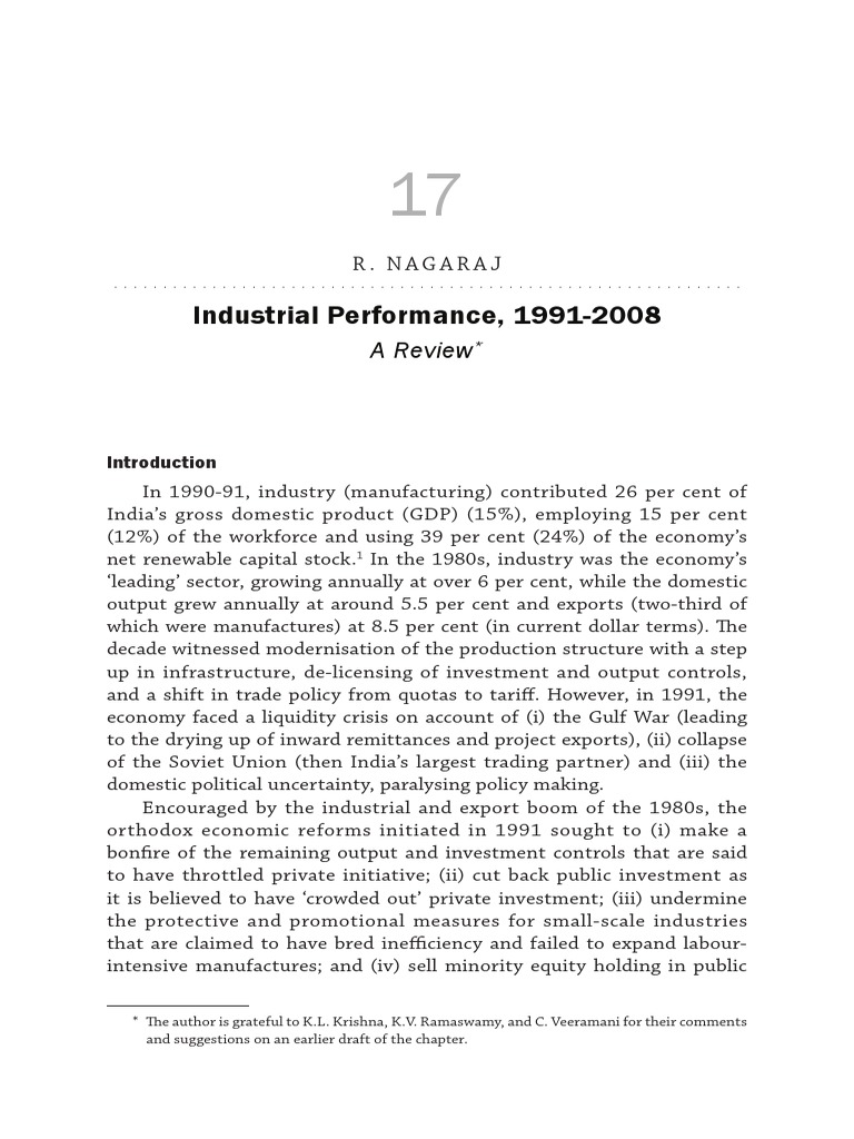 17 Chap - R. Nagaraj - IDR-2011, UMA KAPILA | PDF | Economic Growth | Labour Economics