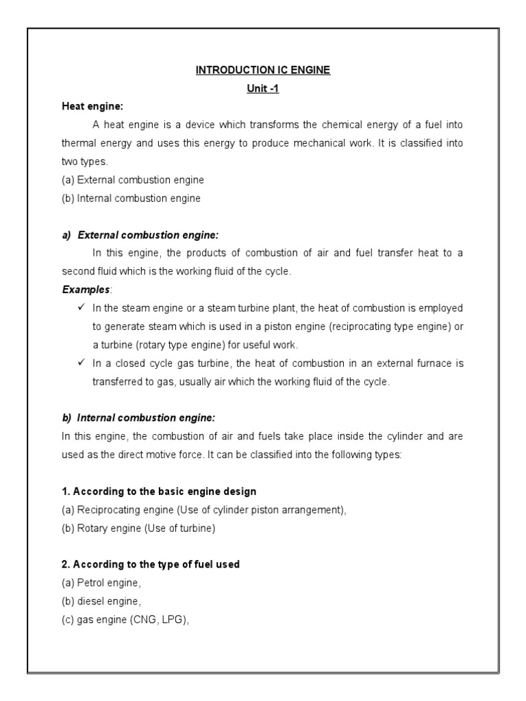 Introduction Ic Engine | PDF | Internal Combustion Engine | Engines