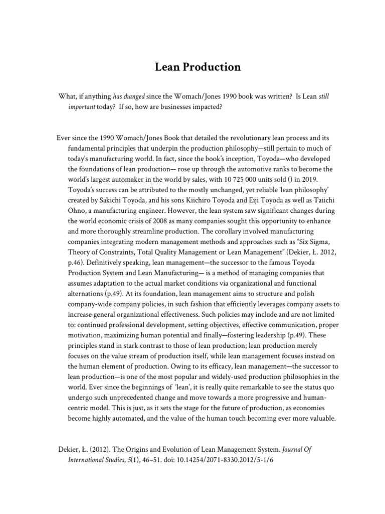 Lean Production | PDF | Lean Manufacturing | System