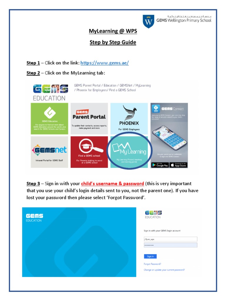 Mylearning at Wps Step by Step Guide: Step 1 - Click On The Link: Step ...