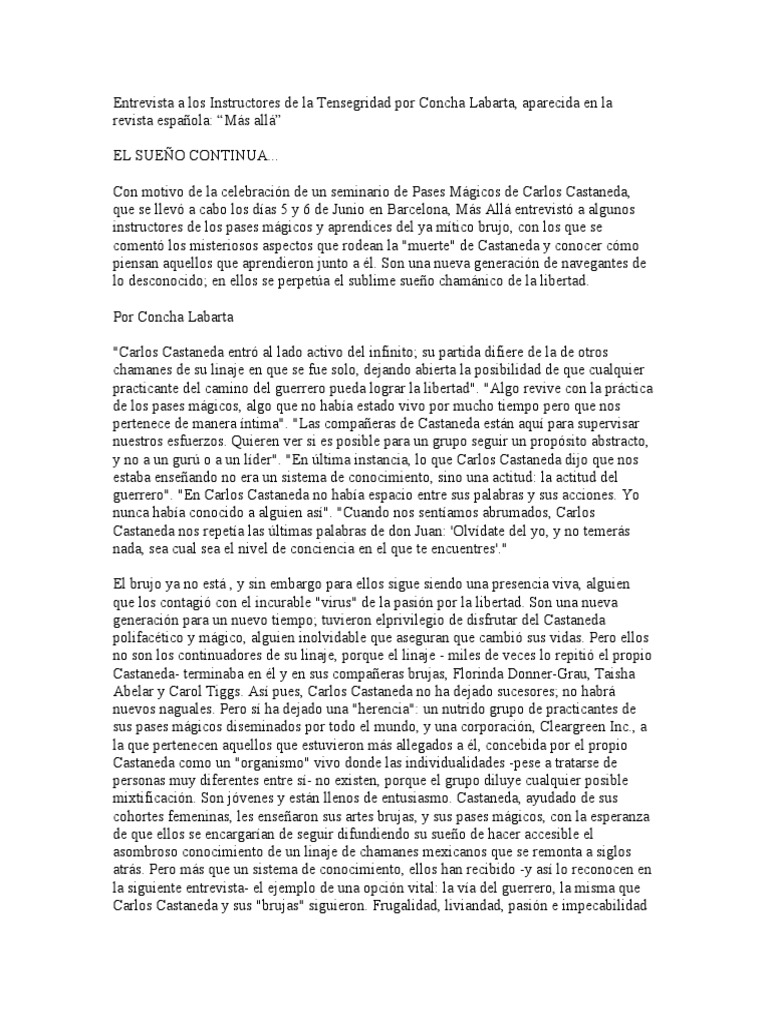 Entrevista sobre la Tensegridad y Castaneda | PDF | Science | Ciencia y ...