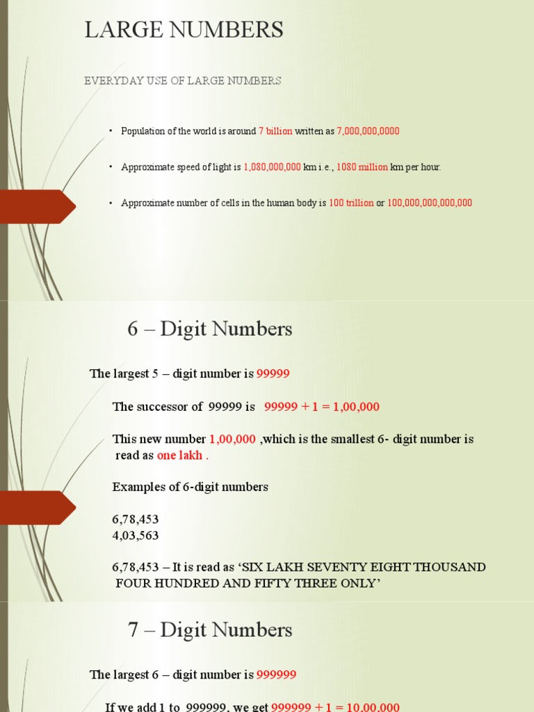 Real-Life Examples of Large Numbers | PDF | Teaching Methods & Materials