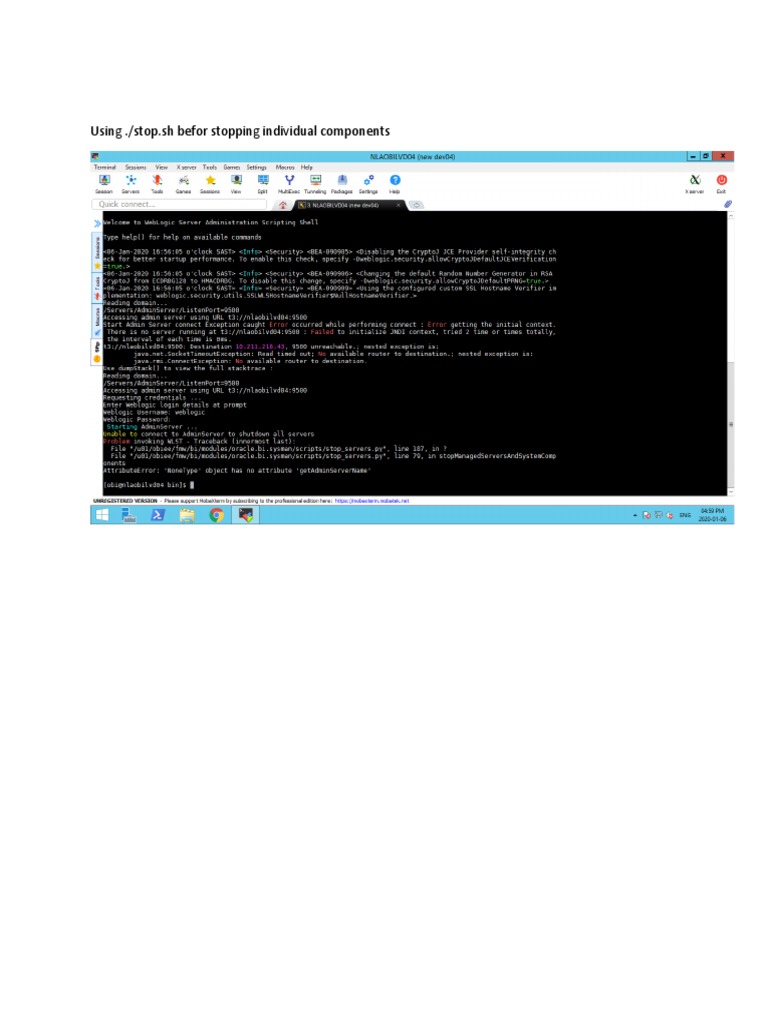 WebLogic Component Shutdown Guide | PDF