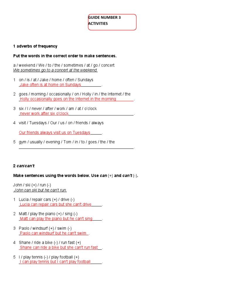 Activity Free Time Activities | PDF | Sports