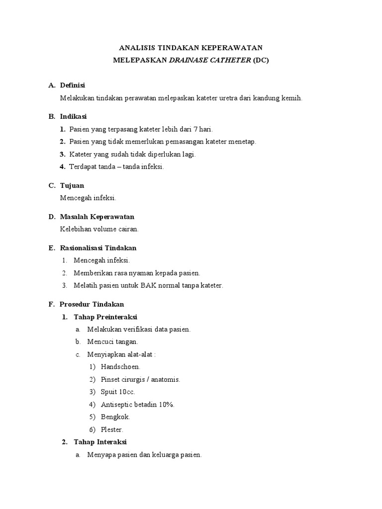 Analisis Tindakan Keperawatan Aff Kateter | PDF