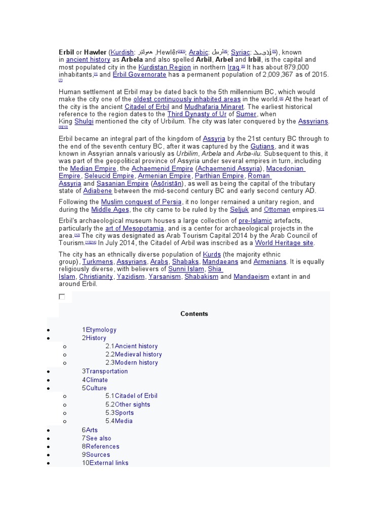 Erbil | PDF | Erbil | Middle East