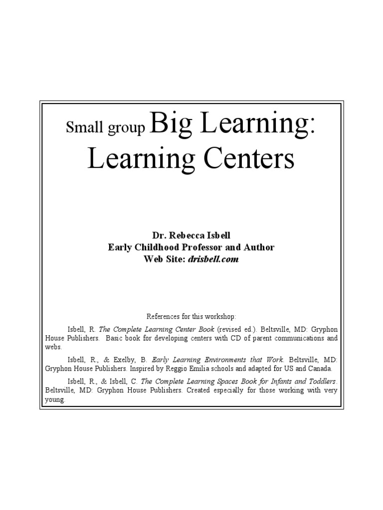 Big Learning: Learning Centers: Small Group | Download Free PDF | Books ...