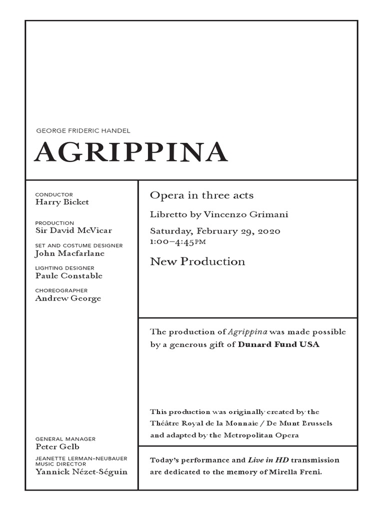 Agrippina: Opera in Three Acts | PDF | Opera | Italian Music