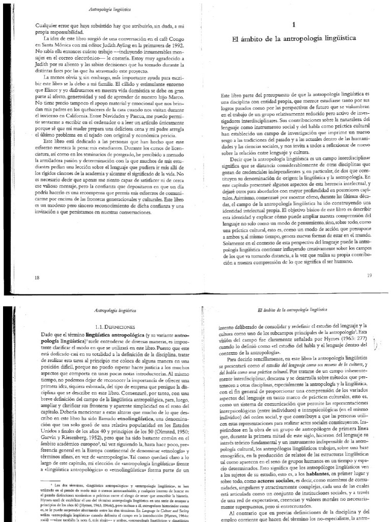 Duranti (2000) Antropología Linguística. Capitulos 1, 2, 3, 7, 8 y 9 ...