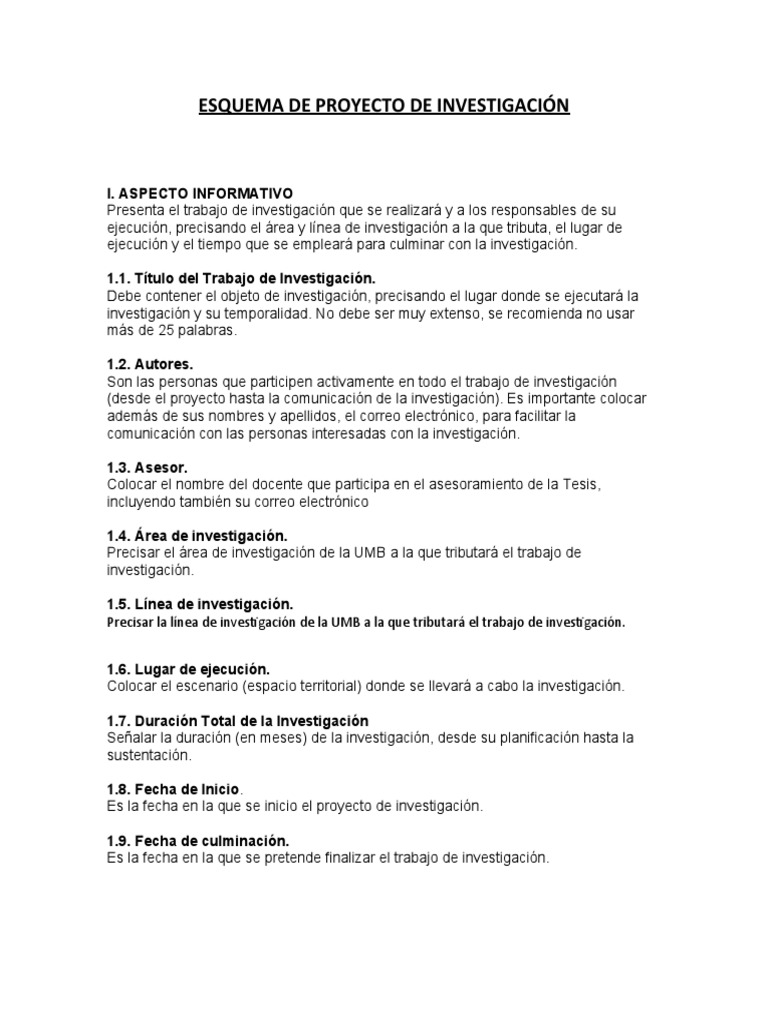 Esquema de Proyecto de Investigación | PDF | Teoría | Hipótesis