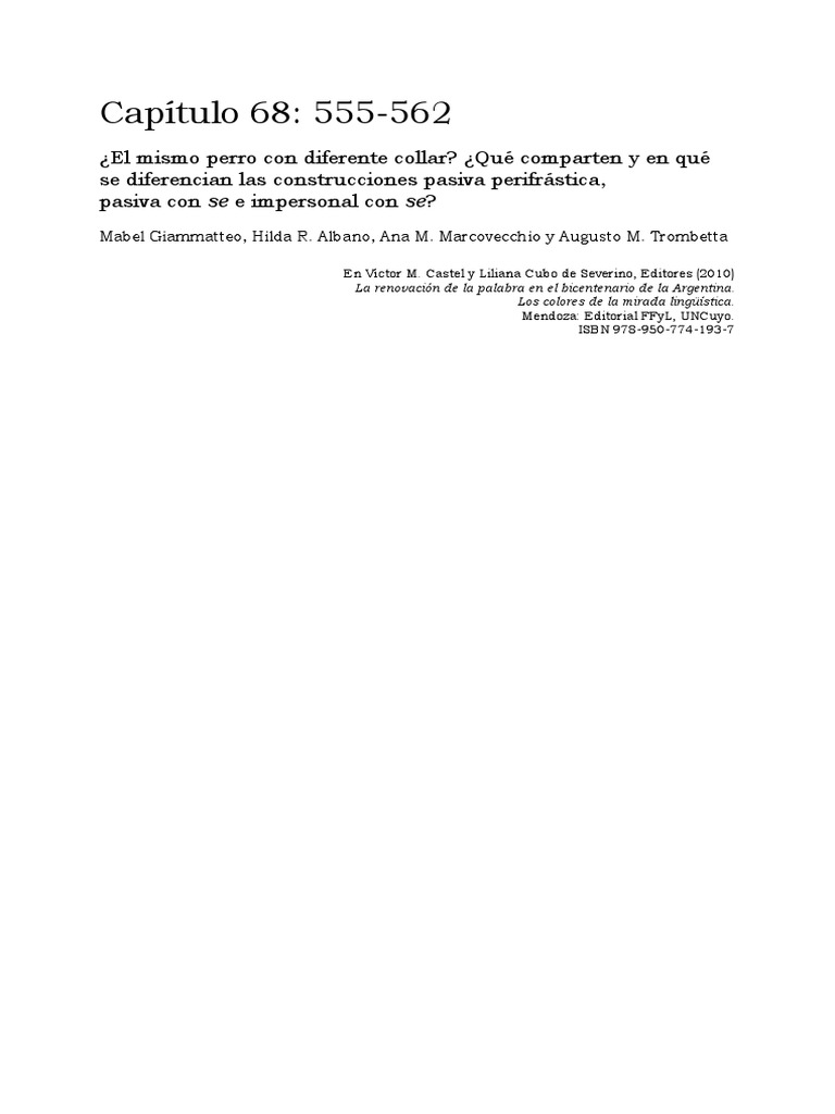 Giammatteo, Albano, Marcovecchio, Trombetta - El Mismo Perro Con Diferente Collar PDF | PDF ...