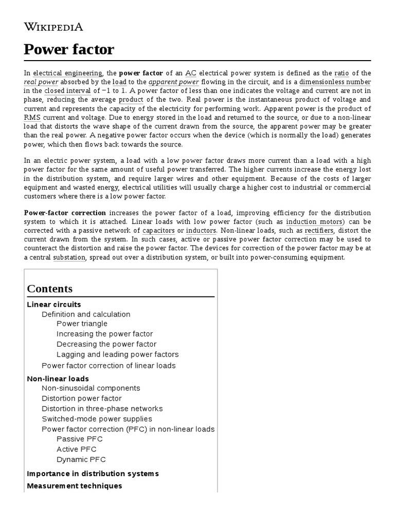 Power Factor PDF | PDF | Ac Power | Power Supply