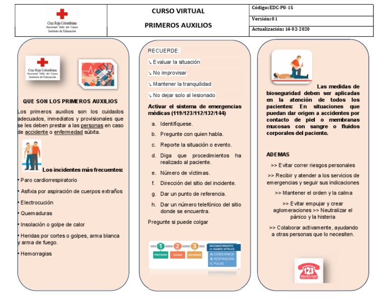 Folletos Primeros Auxilios PDF | PDF | Primeros auxilios | Ciencias de la Salud