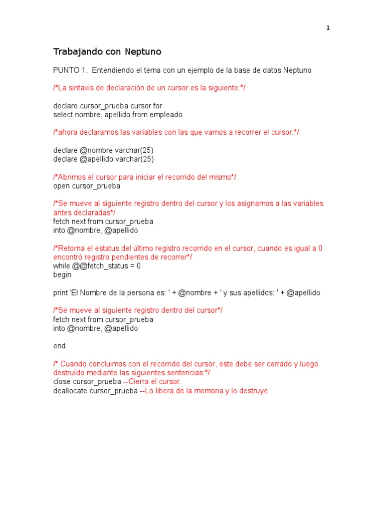Cursores en SQL - 2 | PDF | Bases de datos | Gestión de datos