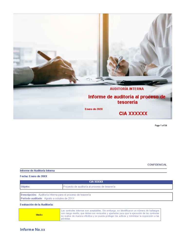 Modelo de Informe de Auditoria Al Proceso de Tesoreria | PDF | Cheque ...