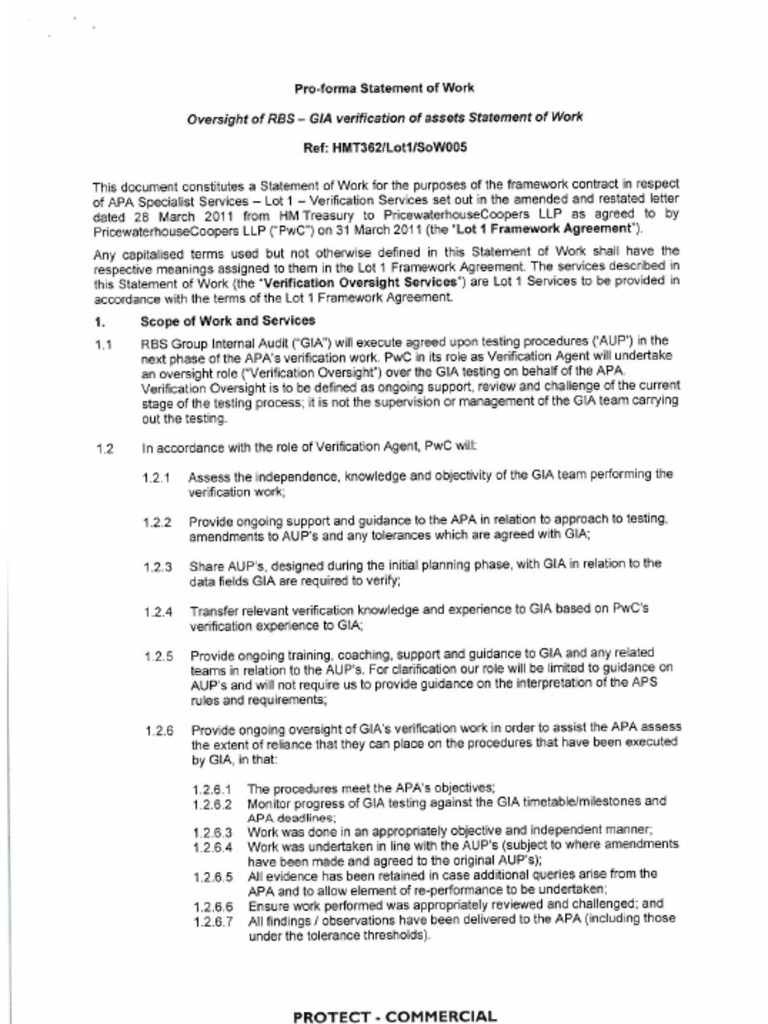 Lot 1 PWC Statement of Work | PDF