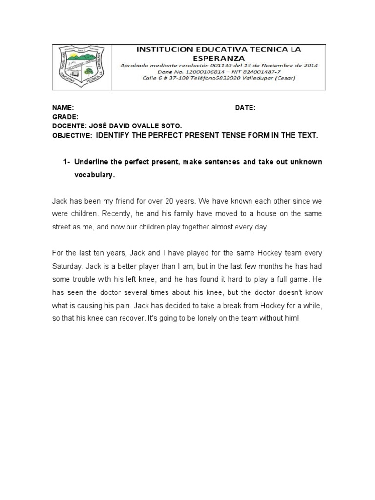 Identify The Perfect Present Tense Form in The Text | PDF | Art