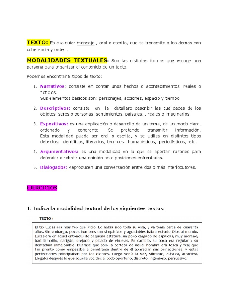 Modalidades Textuales | PDF